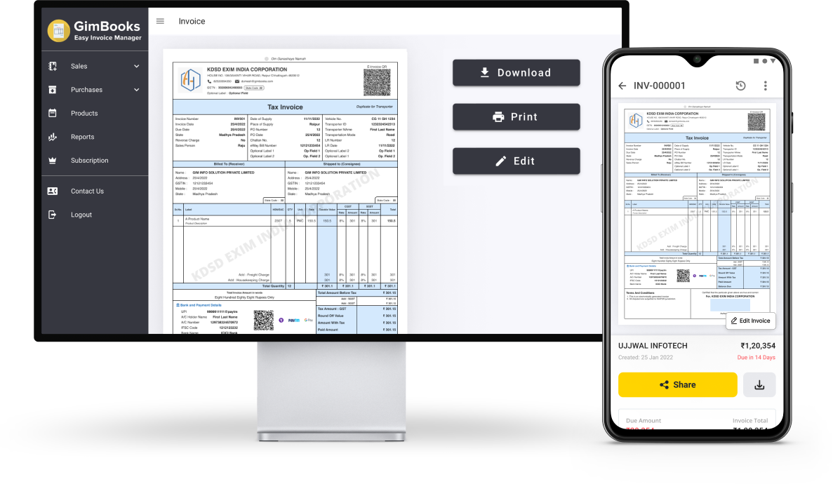 GST Billing Software | Invoice Generator & Manager | GimBooks